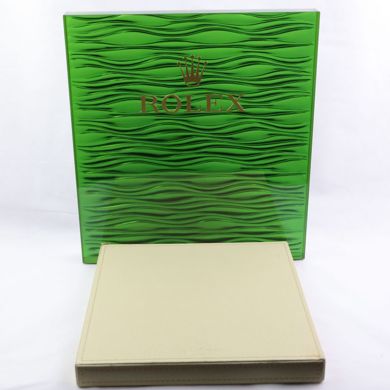 Rare Rolex Original Watch Display Green Rolex Logo Background ...
