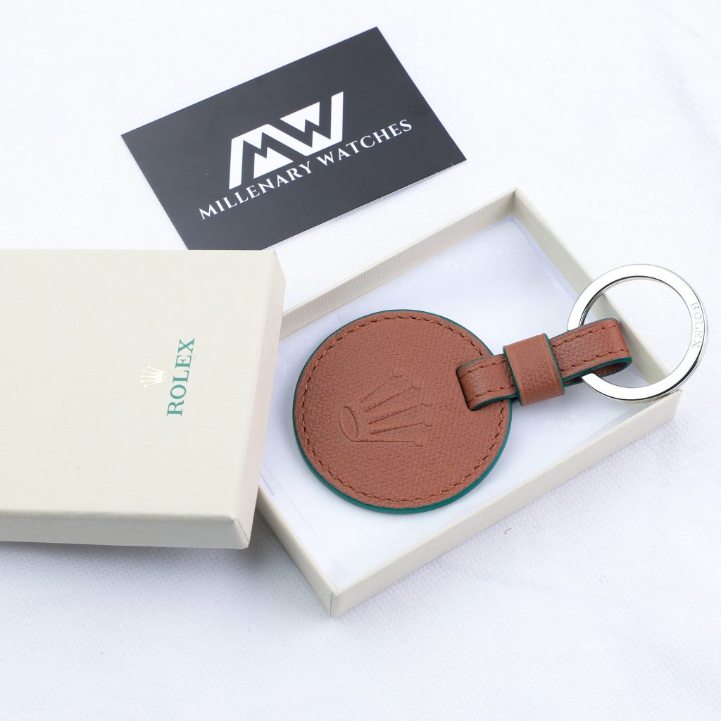 Original Rolex Crown Brown Leather Key Ring - Millenary Watches