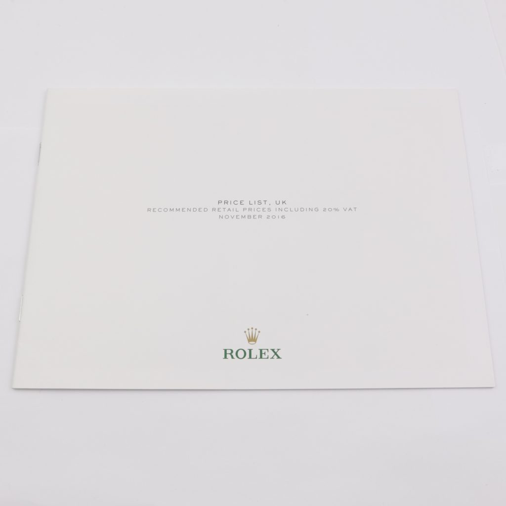 Rolex Price List UK 2018 Brochure - Millenary Watches