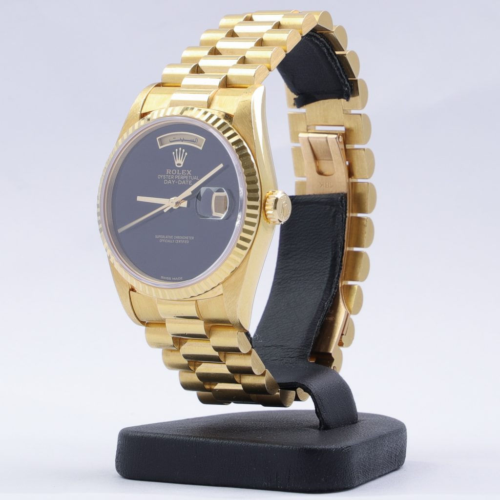 Rolex President Day-Date 18238 Onyx Dial Arabic Day+Date Disc Box ...