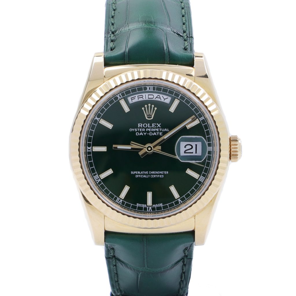 Rolex Day Date Yellow Gold 118138 Green Dial 2014 - Millenary Watches
