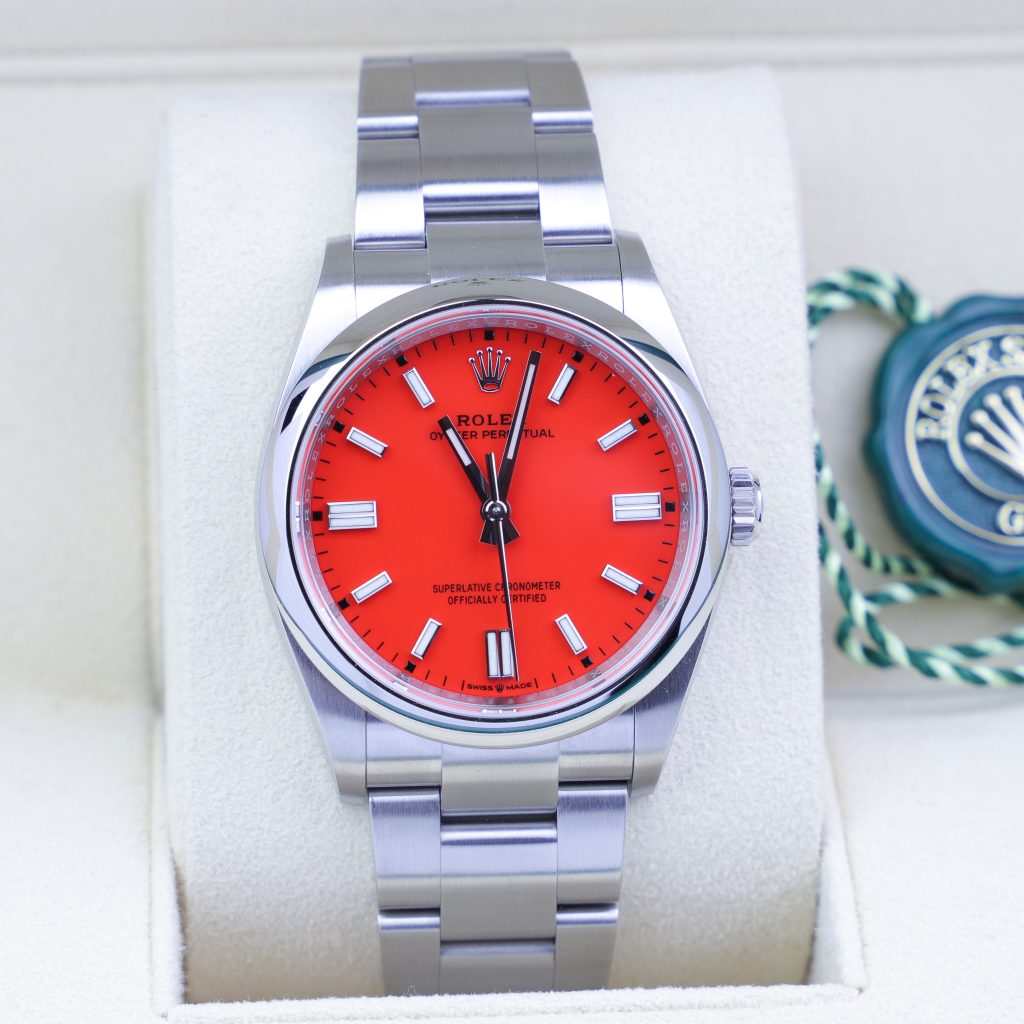 Rolex Oyster Perpetual 36 126000 Coral Red Dial Fullset 2021 ...